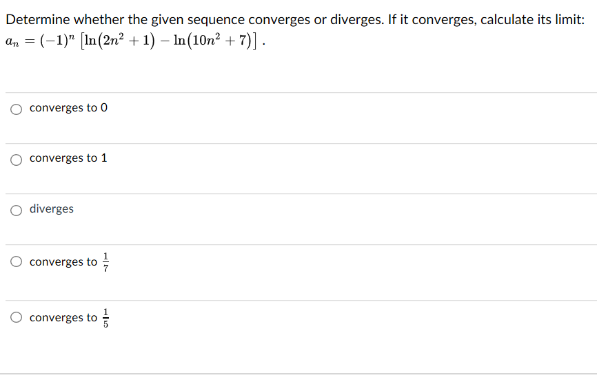 Solved Determine whether the given sequence converges or | Chegg.com