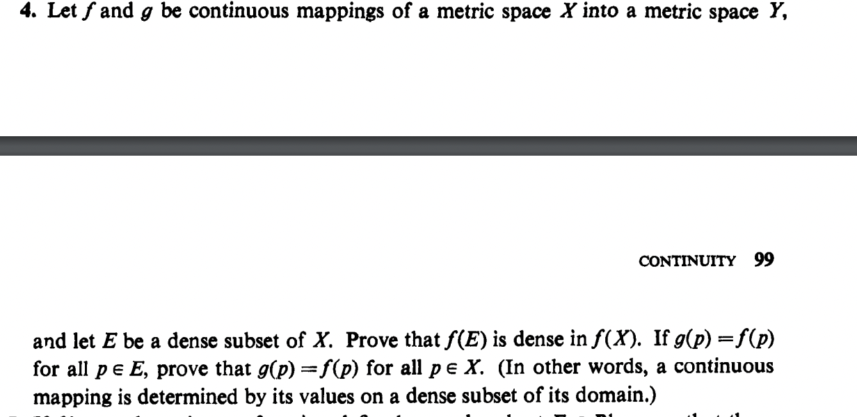 Solved 4. Let f and g be continuous mappings of a metric | Chegg.com