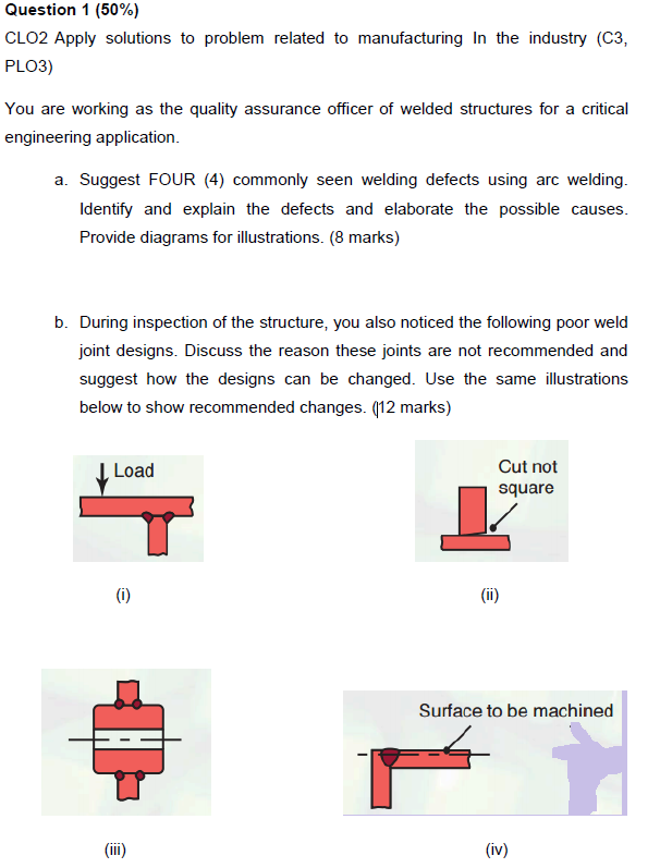 Solved Question 1 (50%) CLO2 Apply solutions to problem | Chegg.com