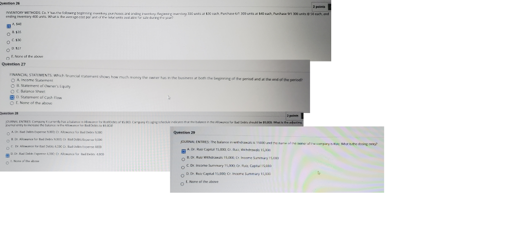 Solved Question 26 2 points INVENTORY METHODS.CO. Y has the | Chegg.com