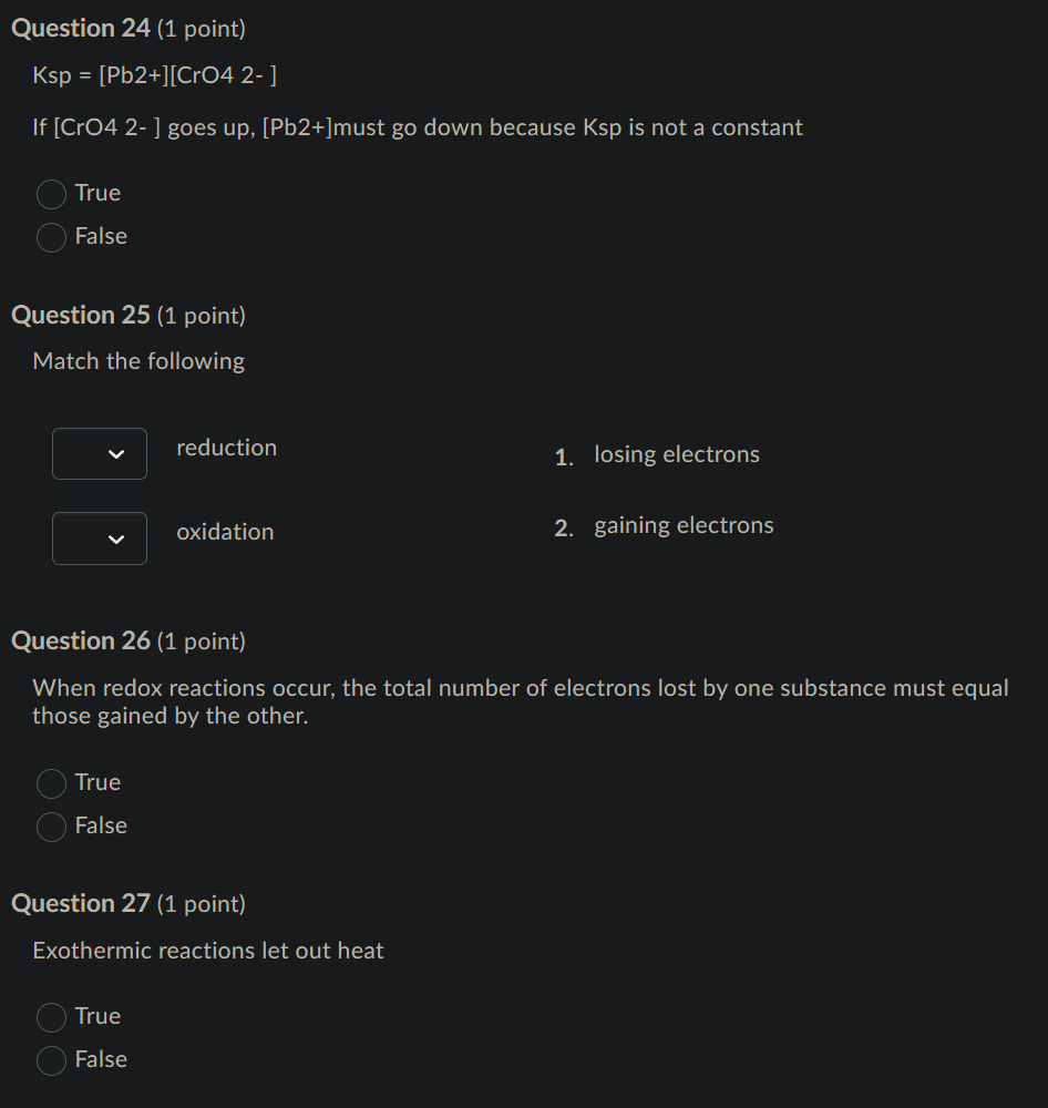 Solved Question 24 (1 point) Ksp = [Pb2+][CrO4 2- ] If (CrO4 | Chegg.com