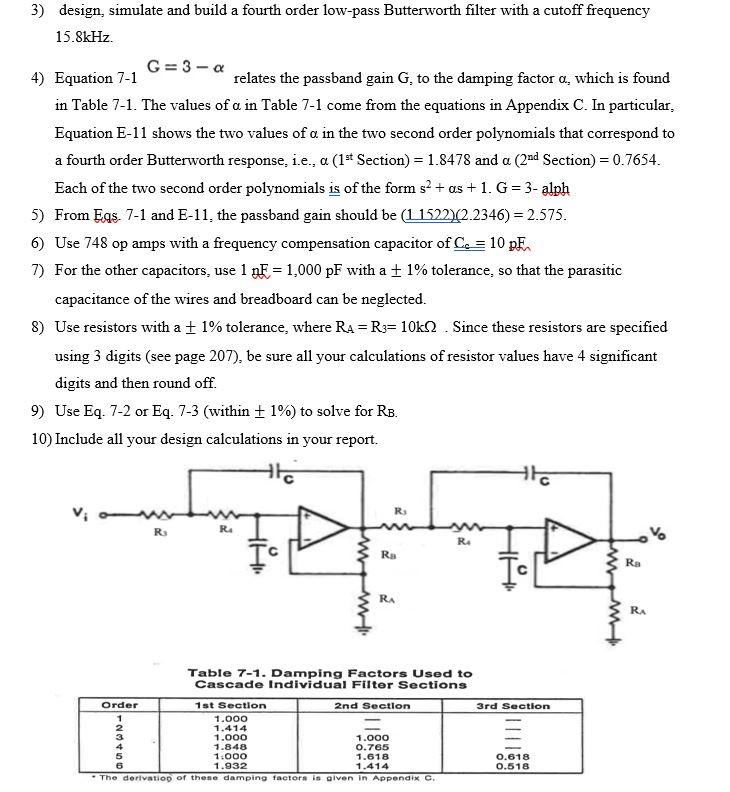 Solved 3) design, simulate and build a fourth order low-pass | Chegg.com