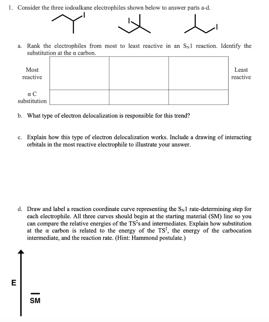 Solved 1. Consider the three iodoalkane electrophiles shown | Chegg.com
