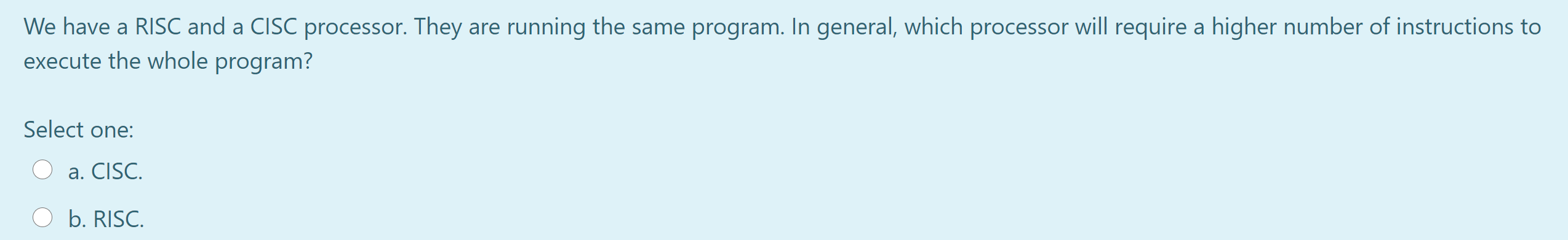 Solved We have a RISC and a CISC processor. They are running | Chegg.com