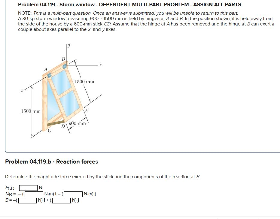 Solved Problem 04.119 - Storm window - DEPENDENT MULTI-PART | Chegg.com