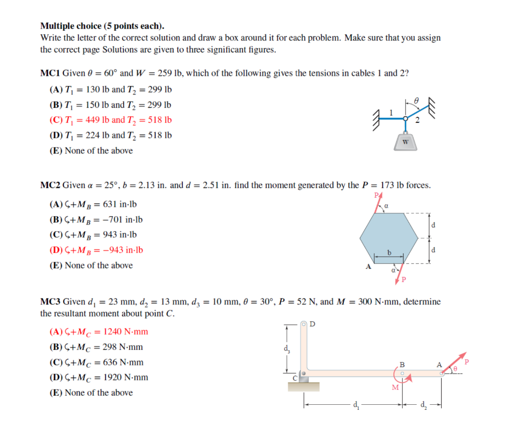 Solved Multiple choice (5 points each). Write the letter of | Chegg.com