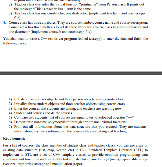 Solved create four classes: person, student, teacher and | Chegg.com