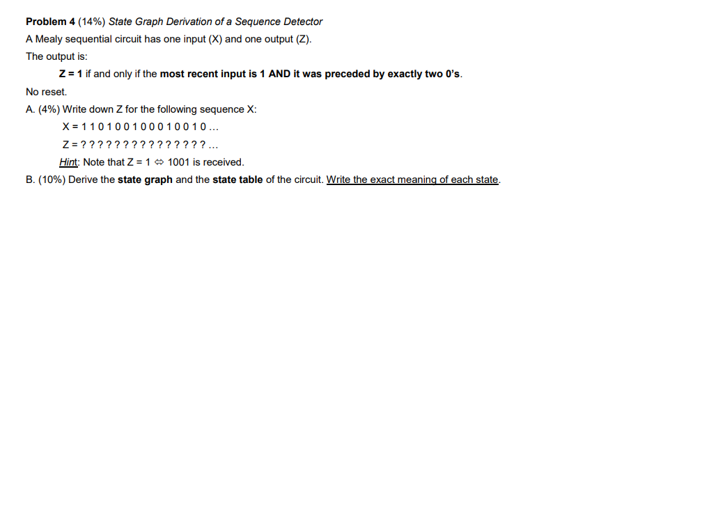 Solved Problem 4 14 State Graph Derivation Of A Sequence 