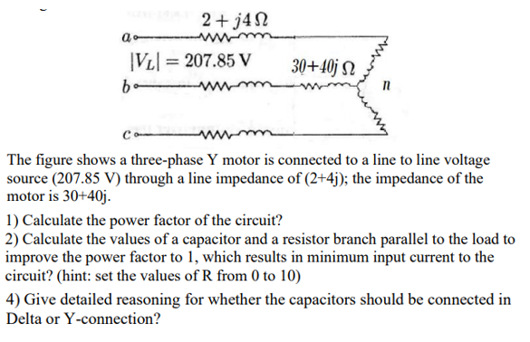 Solved The figure shows a three-phase Y motor is connected | Chegg.com