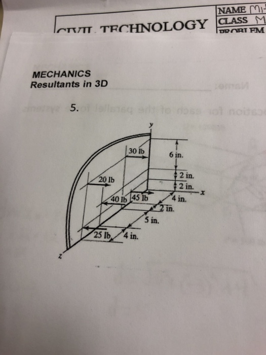 Solved MECHANICS Resultants in 3D Name: Instructions: For | Chegg.com