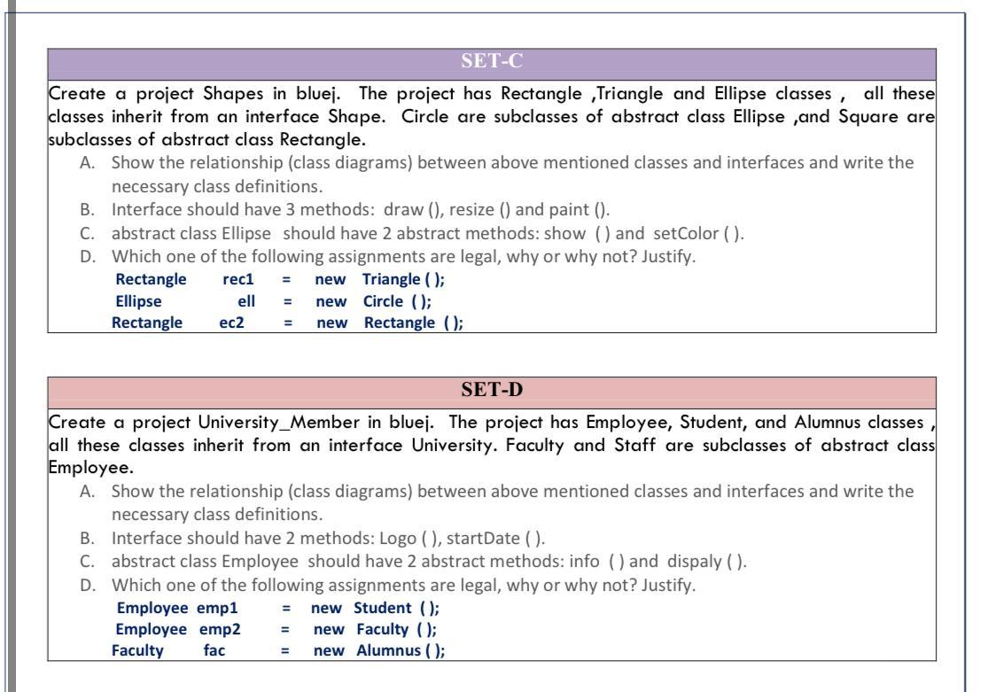 Solved SET-C Create a project Shapes in bluej. The project | Chegg.com