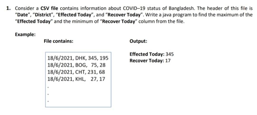 Solved 1. Consider a CSV file contains information about | Chegg.com
