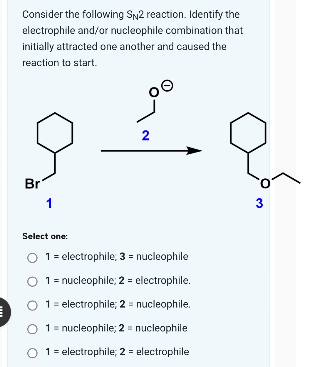 Solved Consider the following SN2 reaction. Identify the | Chegg.com