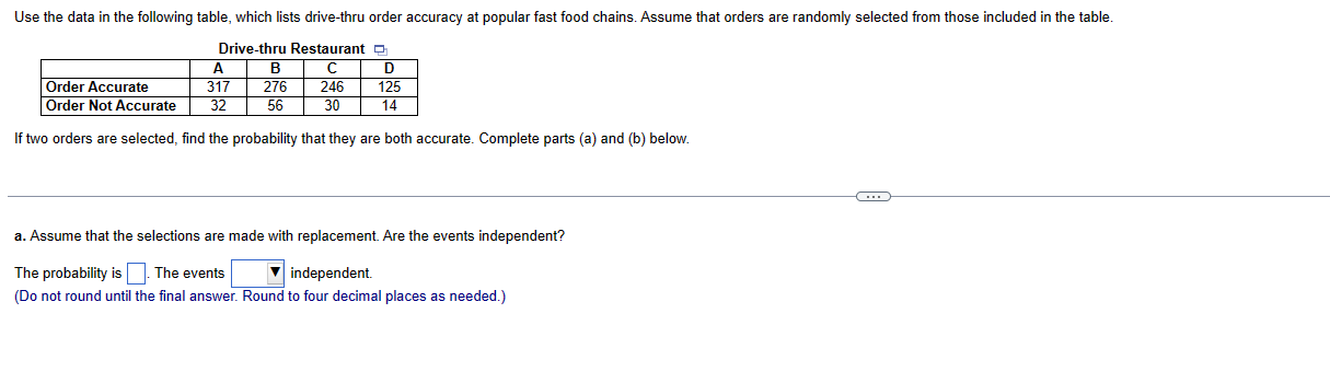 Solved If two orders are selected, find the probability that | Chegg.com