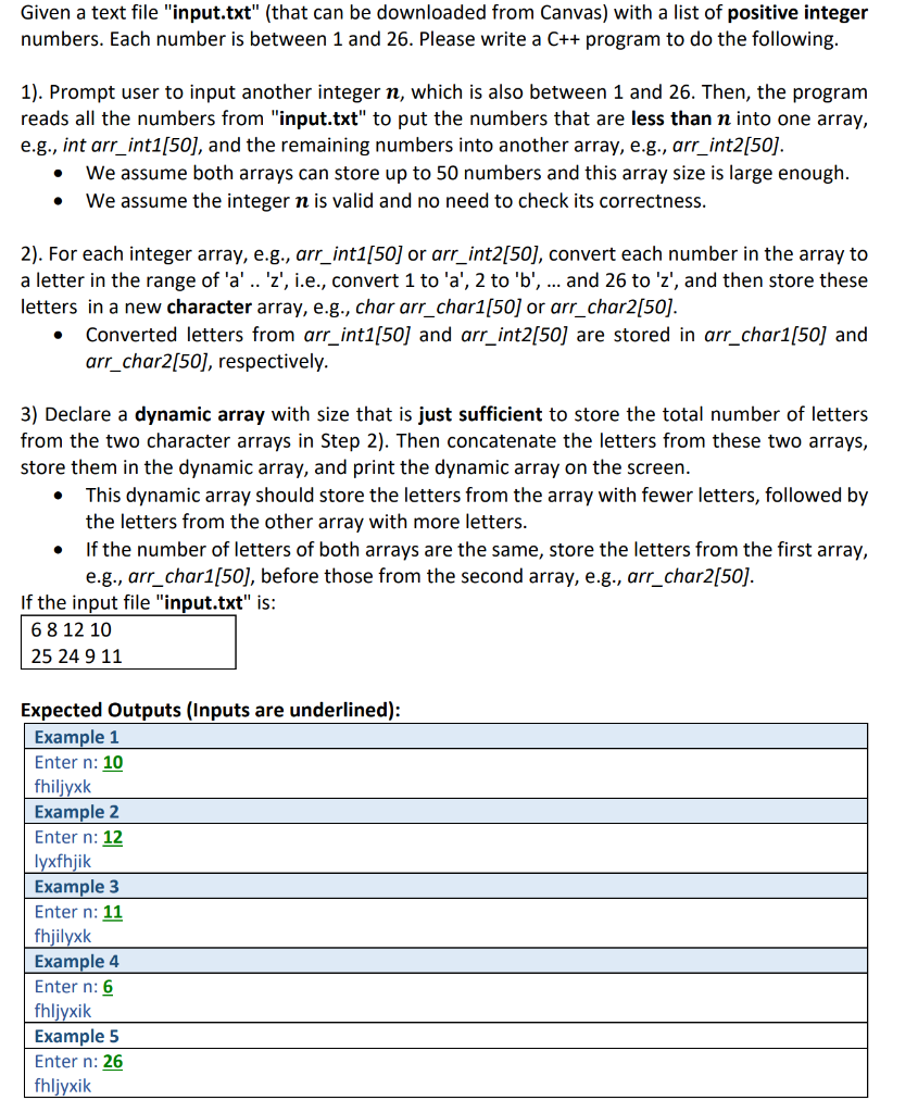 Solved Given a text file "input.txt" (that can be downloaded | Chegg.com