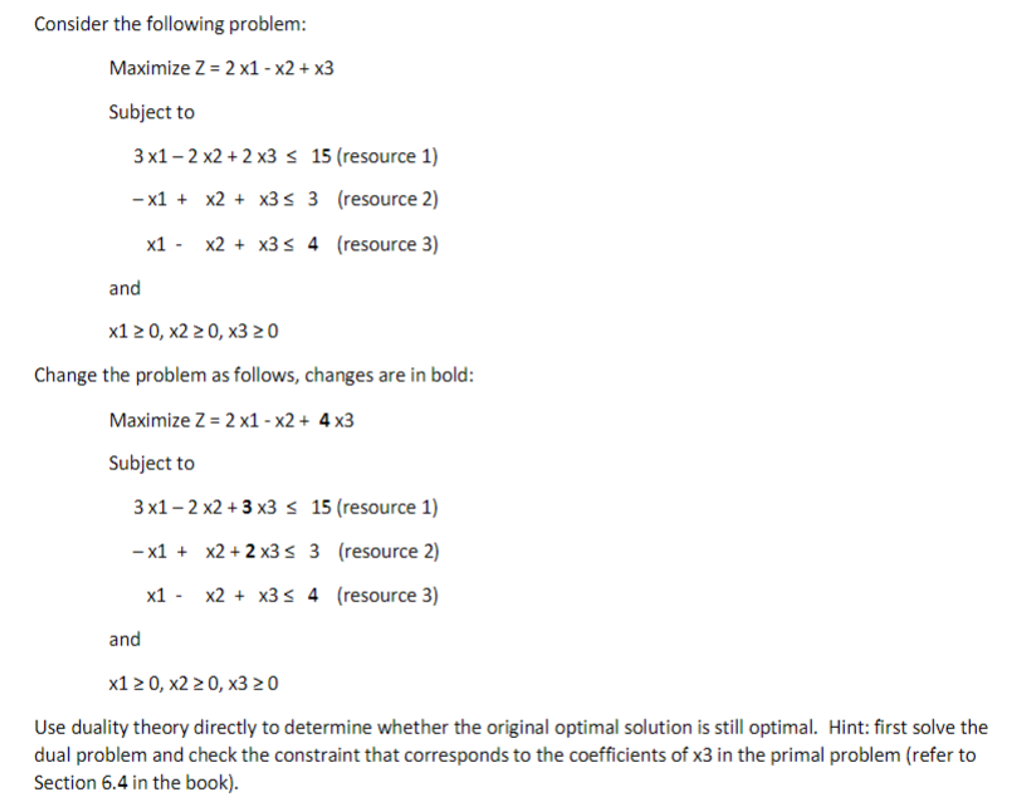 Solved Consider the following problem: Maximize Z=2×1−x2+x3 | Chegg.com