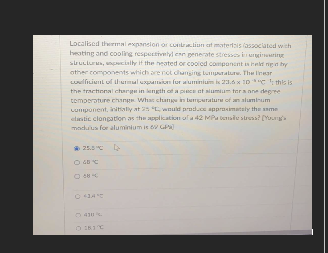Solved Localised thermal expansion or contraction of | Chegg.com