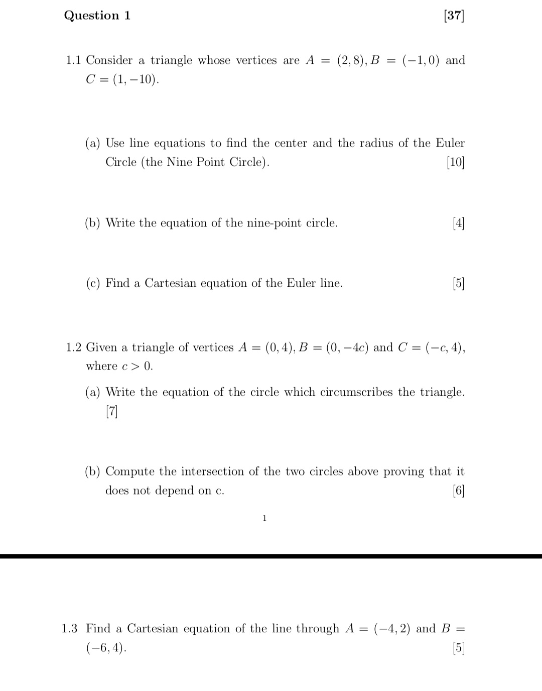Solved Question 11.1 ﻿Consider a triangle whose vertices are | Chegg.com