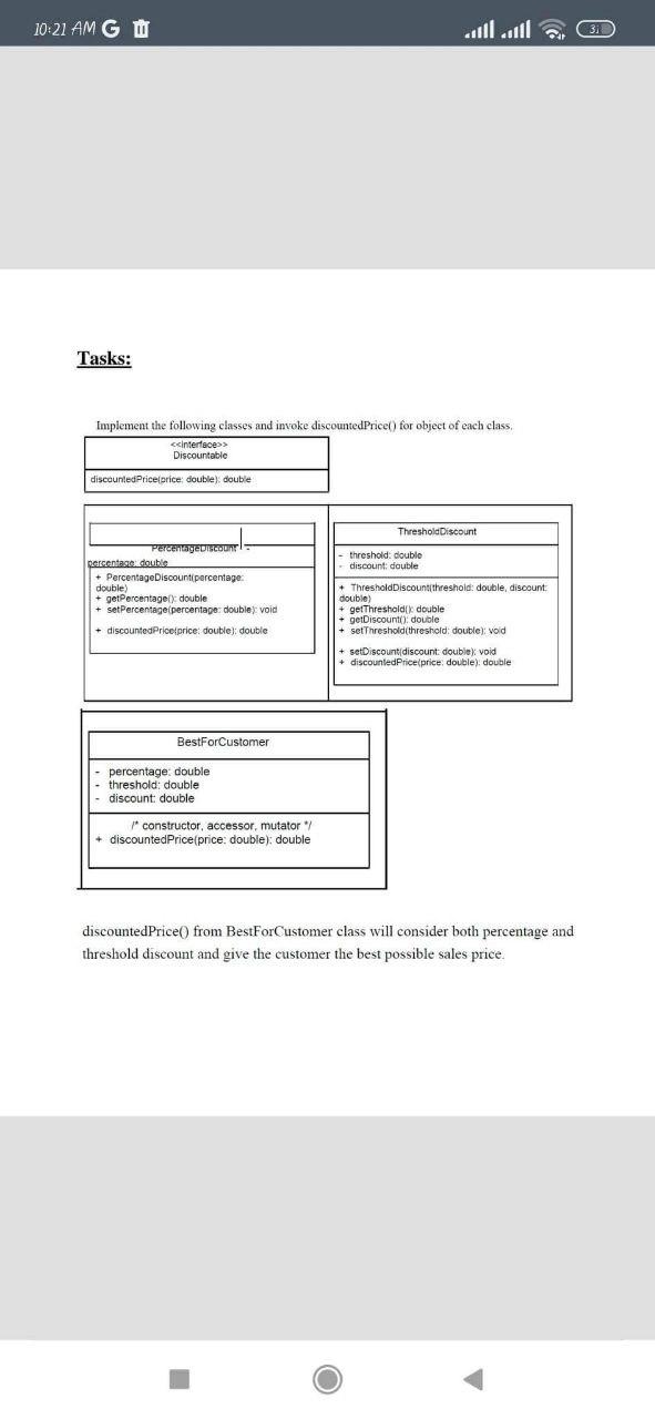 Tasks: Impiement the following classes and invoke | Chegg.com