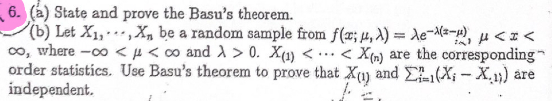Solved A State And Prove The Basus Theorem B Let