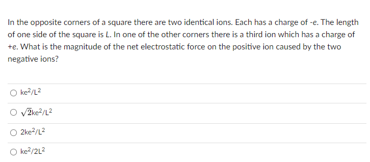 Solved In the opposite corners of a square there are two | Chegg.com