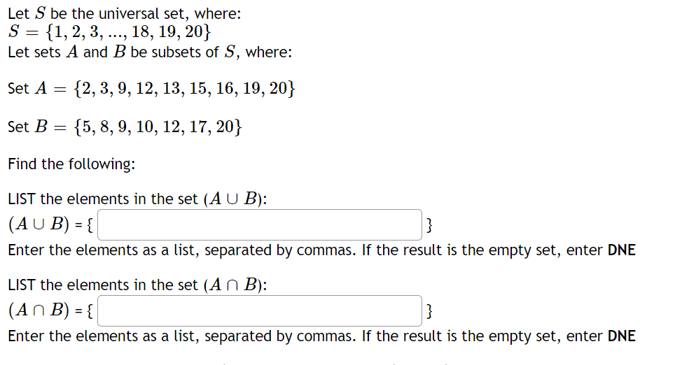 Solved Let S be the universal set, where: S = {1, 2, 3, ..., | Chegg.com