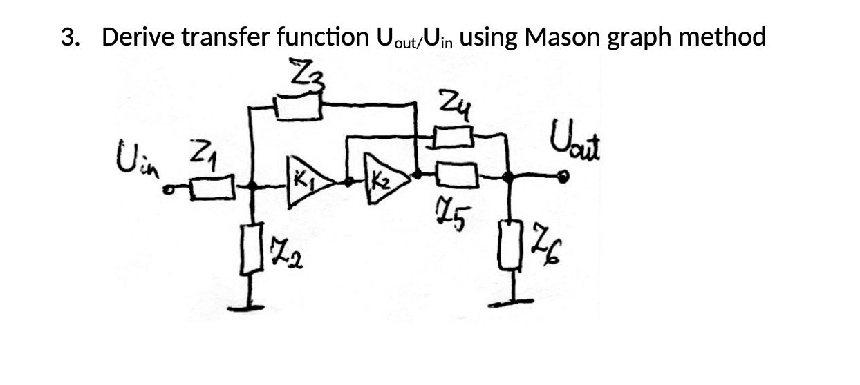 Solved 3. Derive transfer function Vout/Uin using Mason | Chegg.com