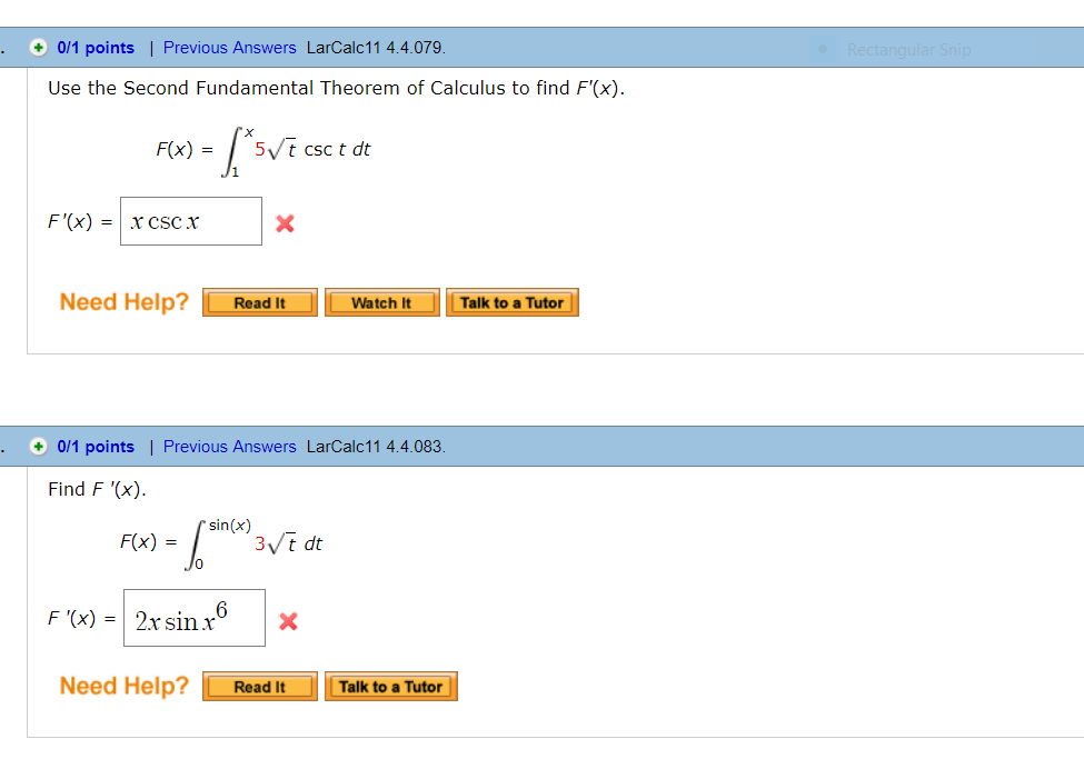 Solved 0/1 points | Previous Answers LarCalc11 4.4.079 Use | Chegg.com