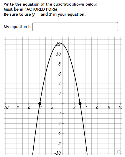 Solved Write the equation of the quadratic shown below. Must | Chegg.com