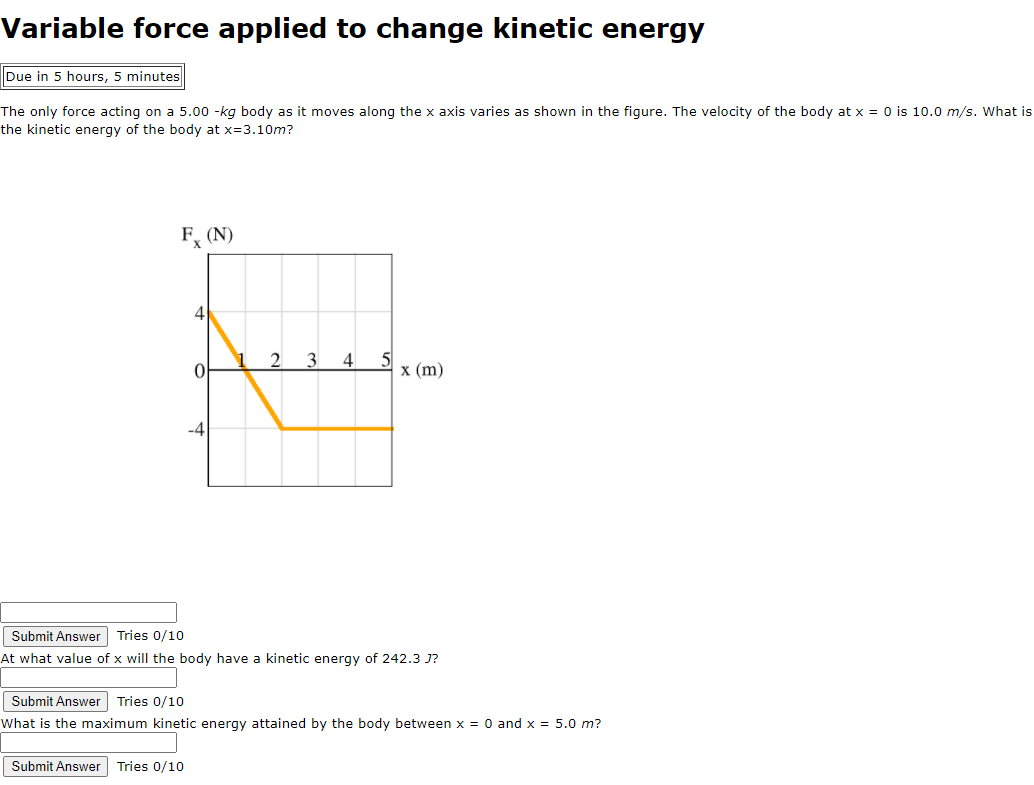 Solved Variable force applied to change kinetic energy The | Chegg.com