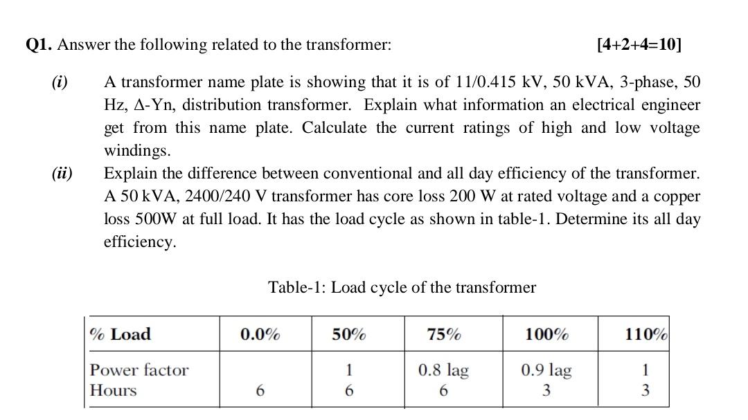 Solved 1. Answer the following related to the transformer: | Chegg.com