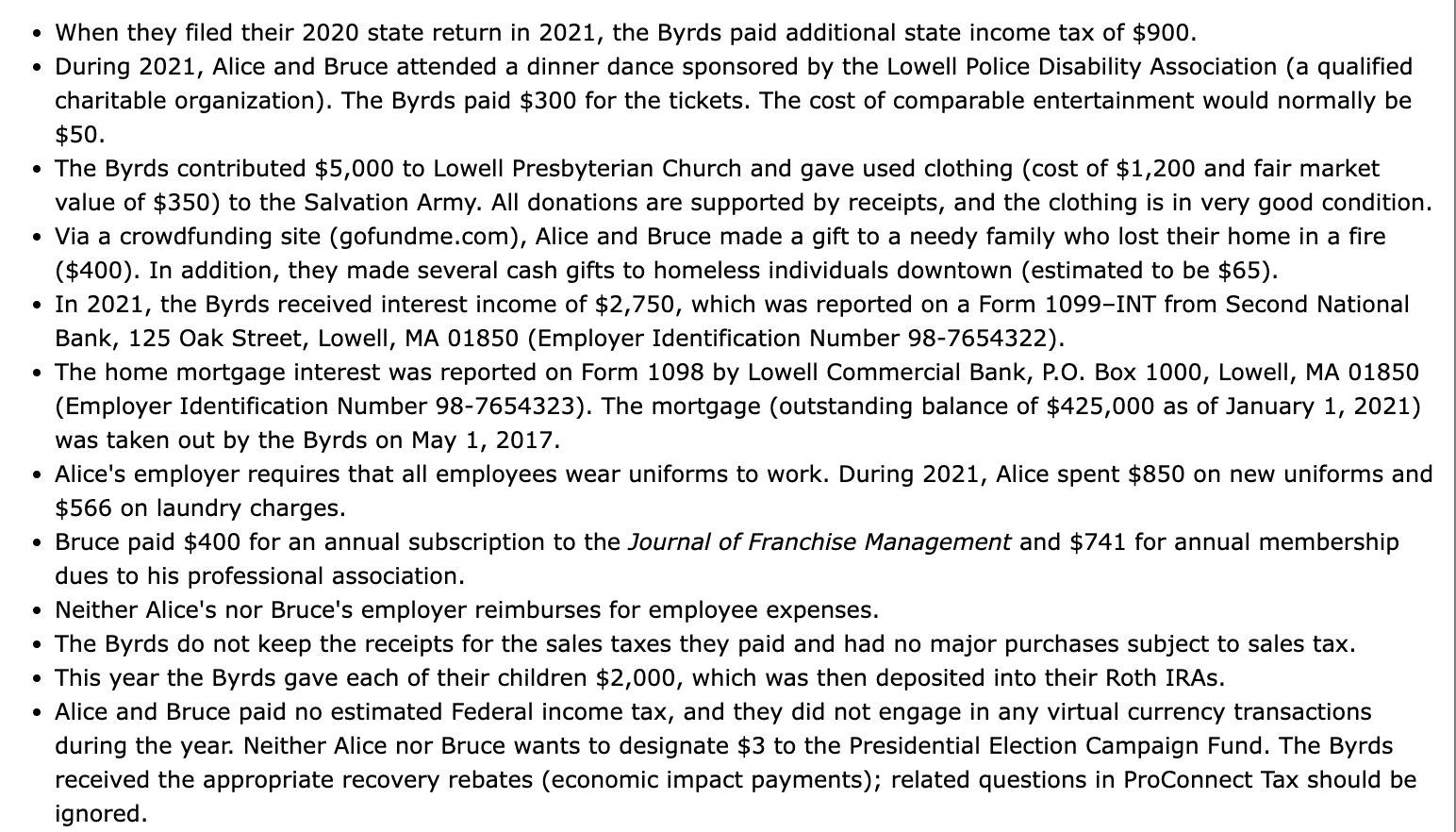 Alice J. and Bruce M. Byrd are married taxpayers who | Chegg.com