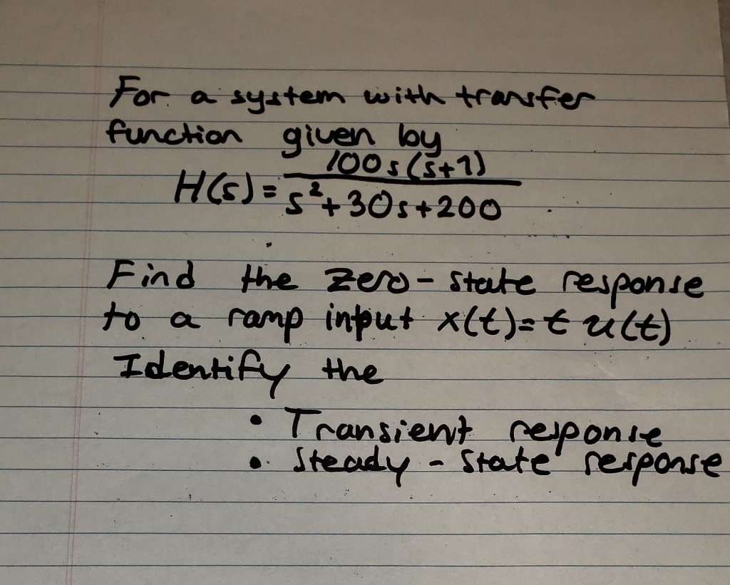 Solved For a system with transfer function given by 1005 | Chegg.com
