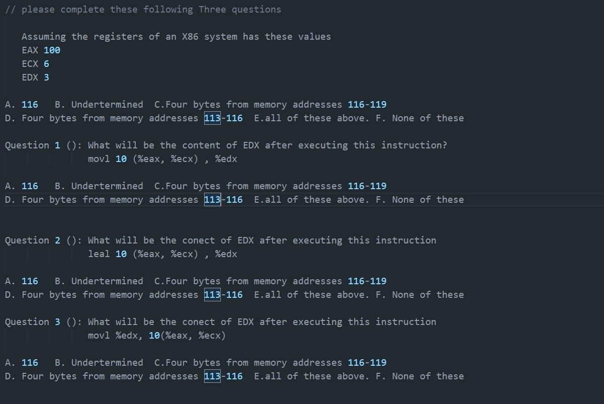 Solved // please complete these following Three questions | Chegg.com