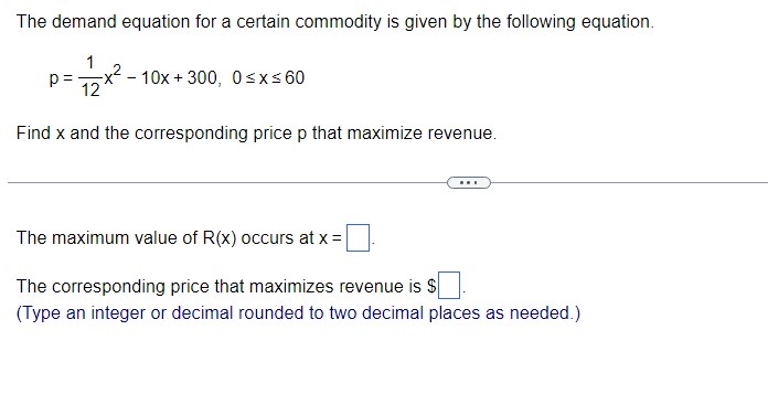 Solved The demand equation for a certain commodity is given | Chegg.com