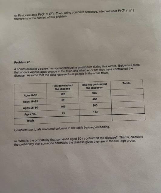 Solved c). First, calculate P(G2∩E2). Ther, using complete | Chegg.com