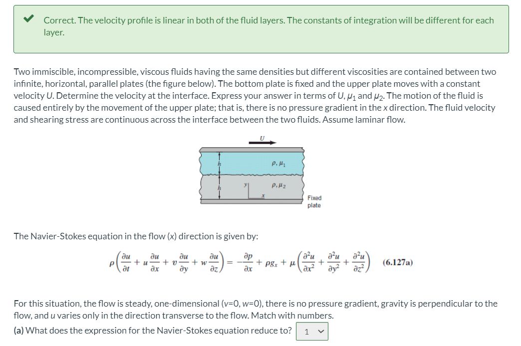 Correct. The velocity profile is linear in both of | Chegg.com
