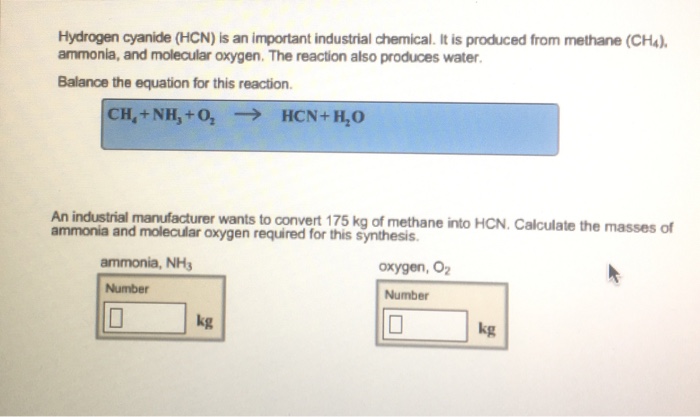 Solved Hydrogen cyanide (HCN) is an important industrial | Chegg.com