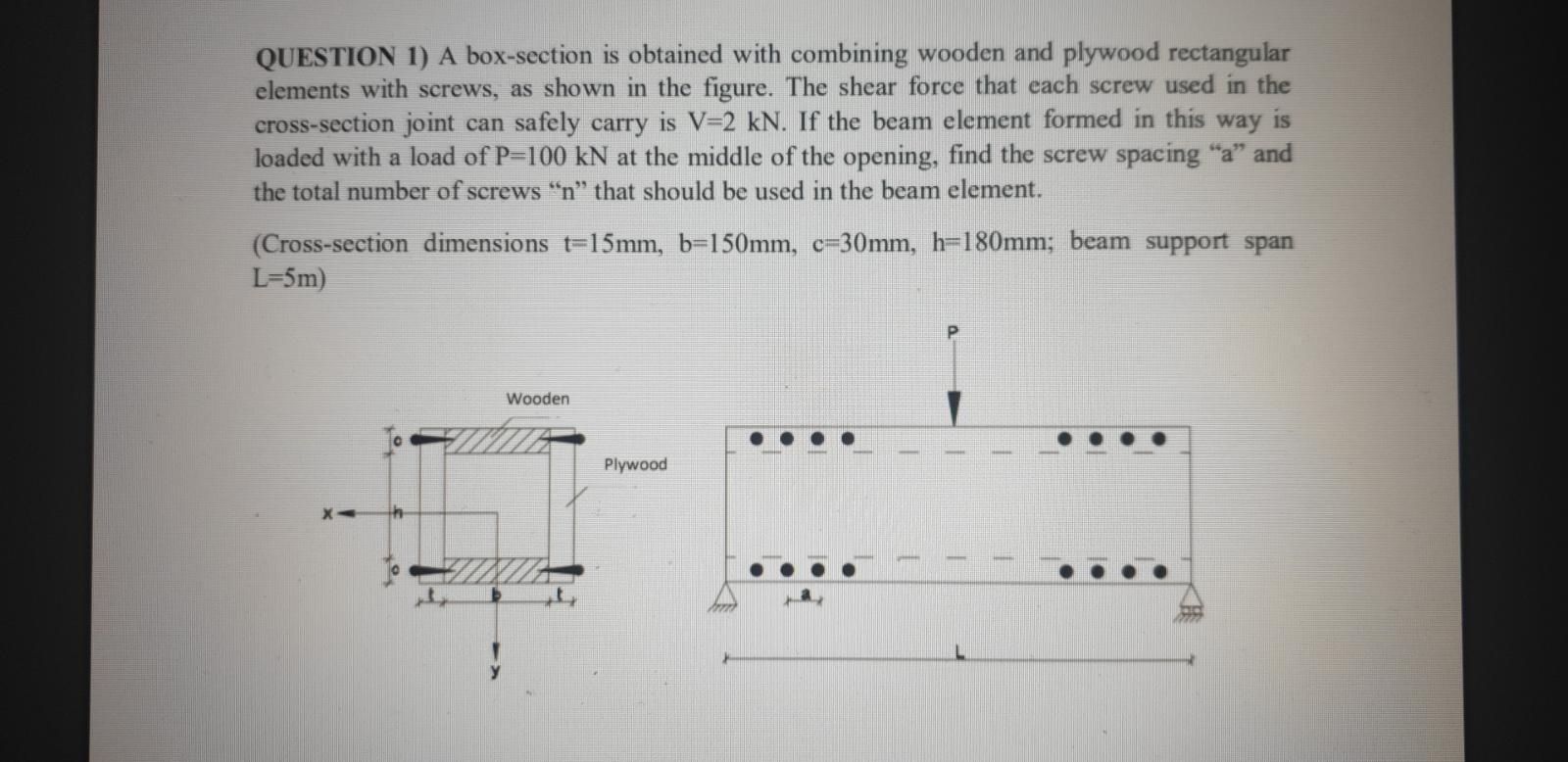 Solved A box-section is obtained with combining wooden and | Chegg.com