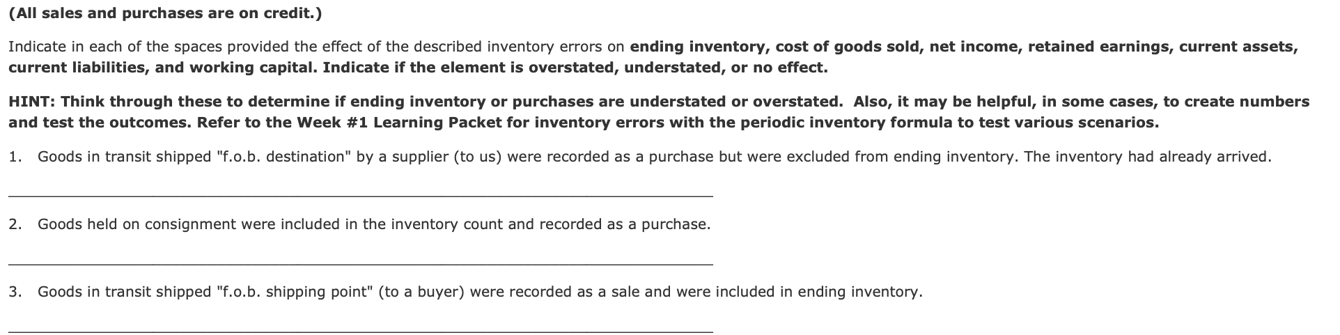 Solved (All sales and purchases are on credit.) Indicate in | Chegg.com