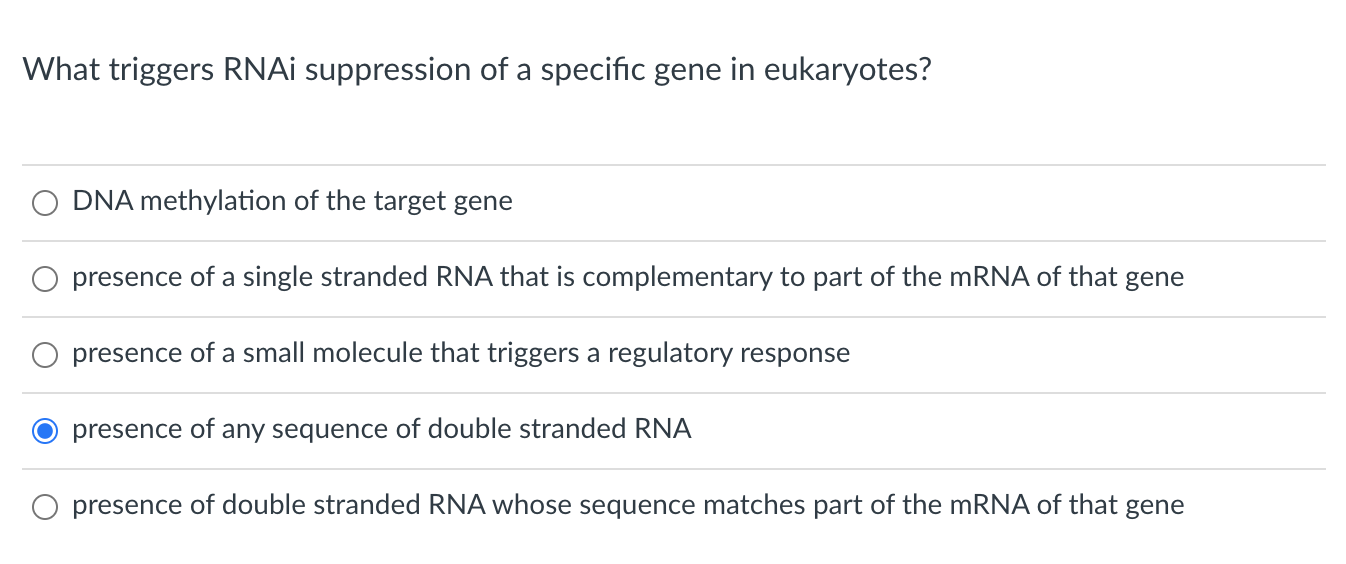 Solved What triggers RNAi suppression of a specific gene in | Chegg.com