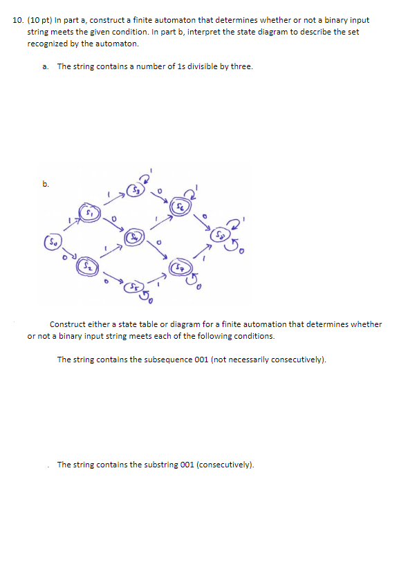 Solved 10 10 Pt In Part A Construct A Finite Automaton Chegg