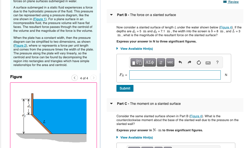 Solved u Review Part B - The force on a slanted surface | Chegg.com
