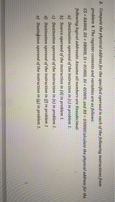 Solved Part I (Addressing Modes) 1. Identify the addressing | Chegg.com