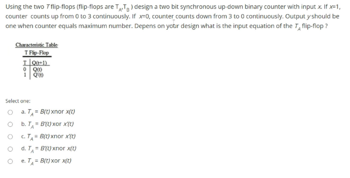 Solved Using the two T flip-flops (flip-flops are TANTE) | Chegg.com