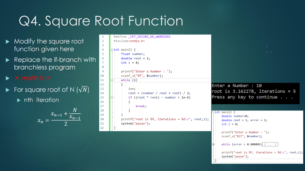 Solved Q4 Square Root Function define Chegg
