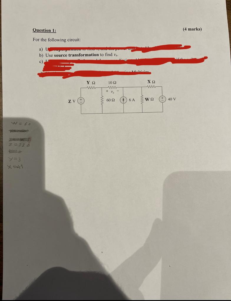 Solved Question 1: (4 marks) For the following circuit: a) U | Chegg.com