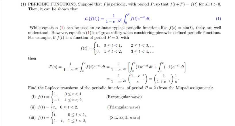 Solved (1) PERIODIC FUNCTIONS. Suppose that f is periodic, | Chegg.com