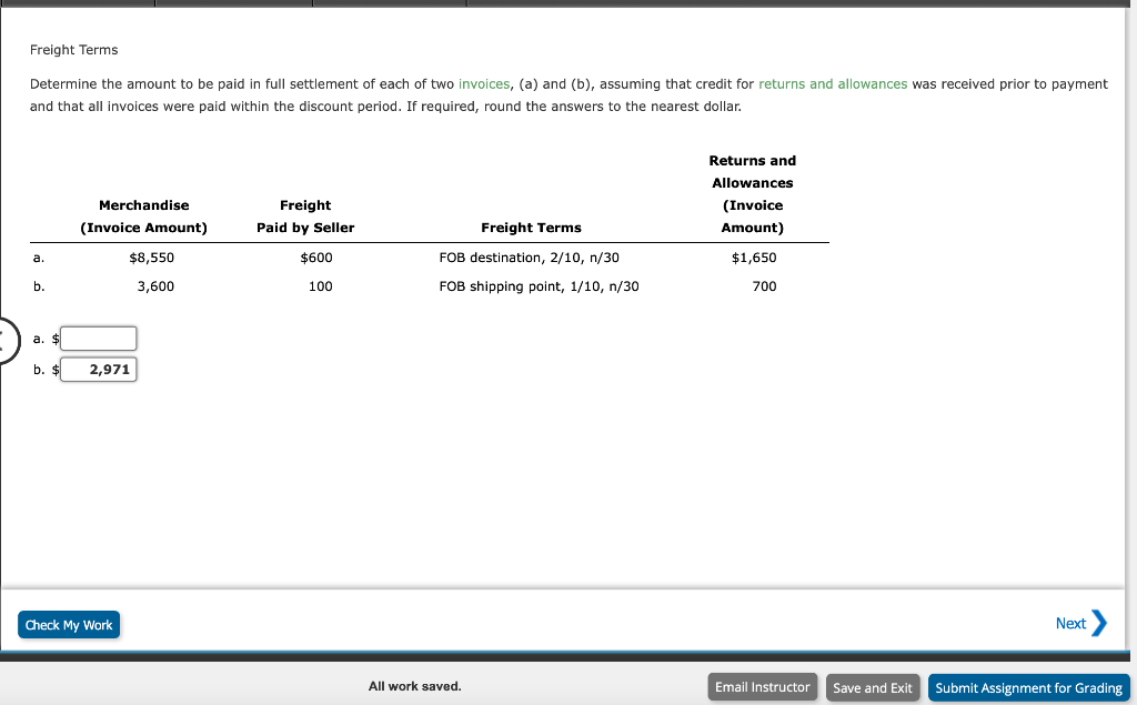 Solved Freight Terms Determine the amount to be paid in full | Chegg.com